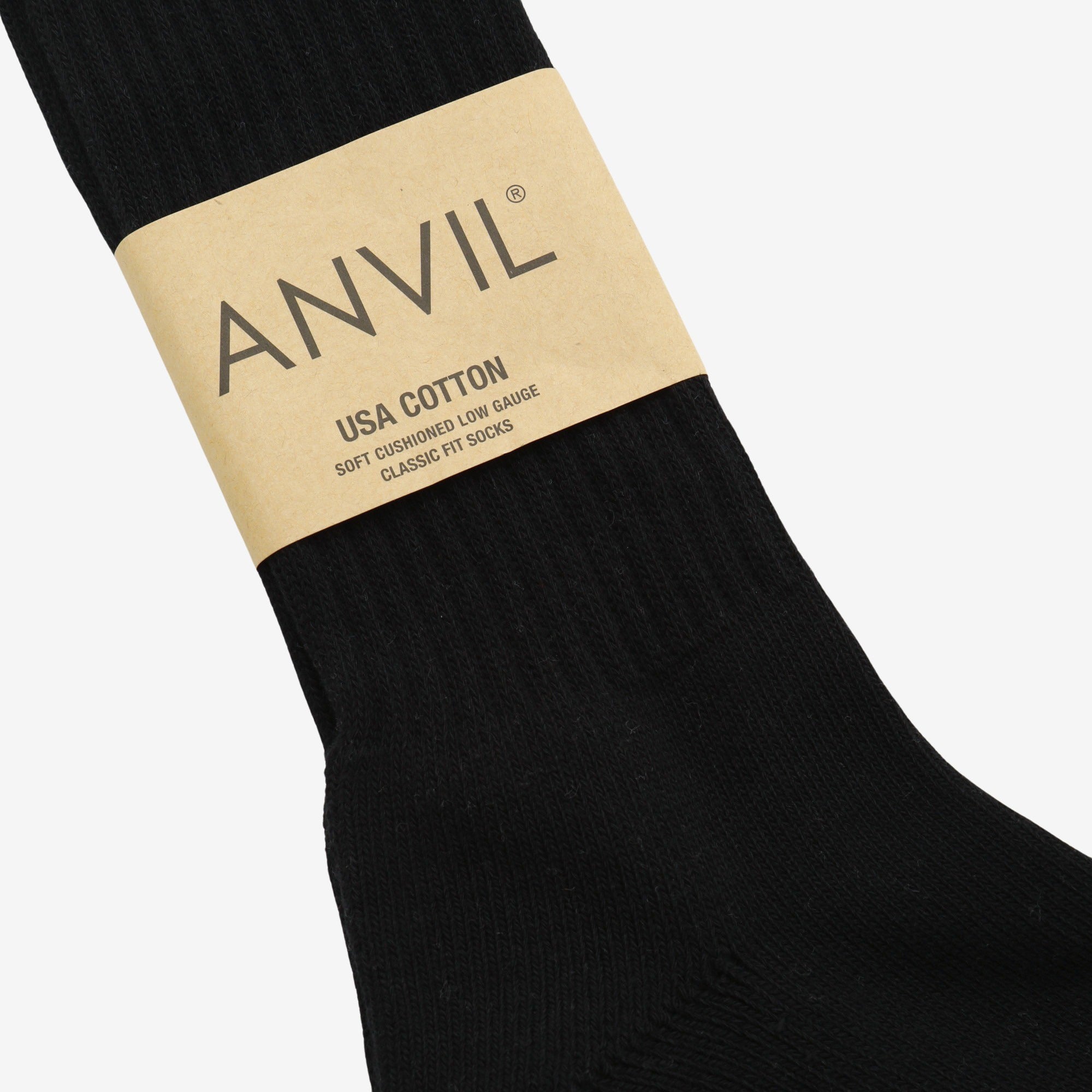 Anvil USA Cotton Crew Sock - All Black – Marrkt