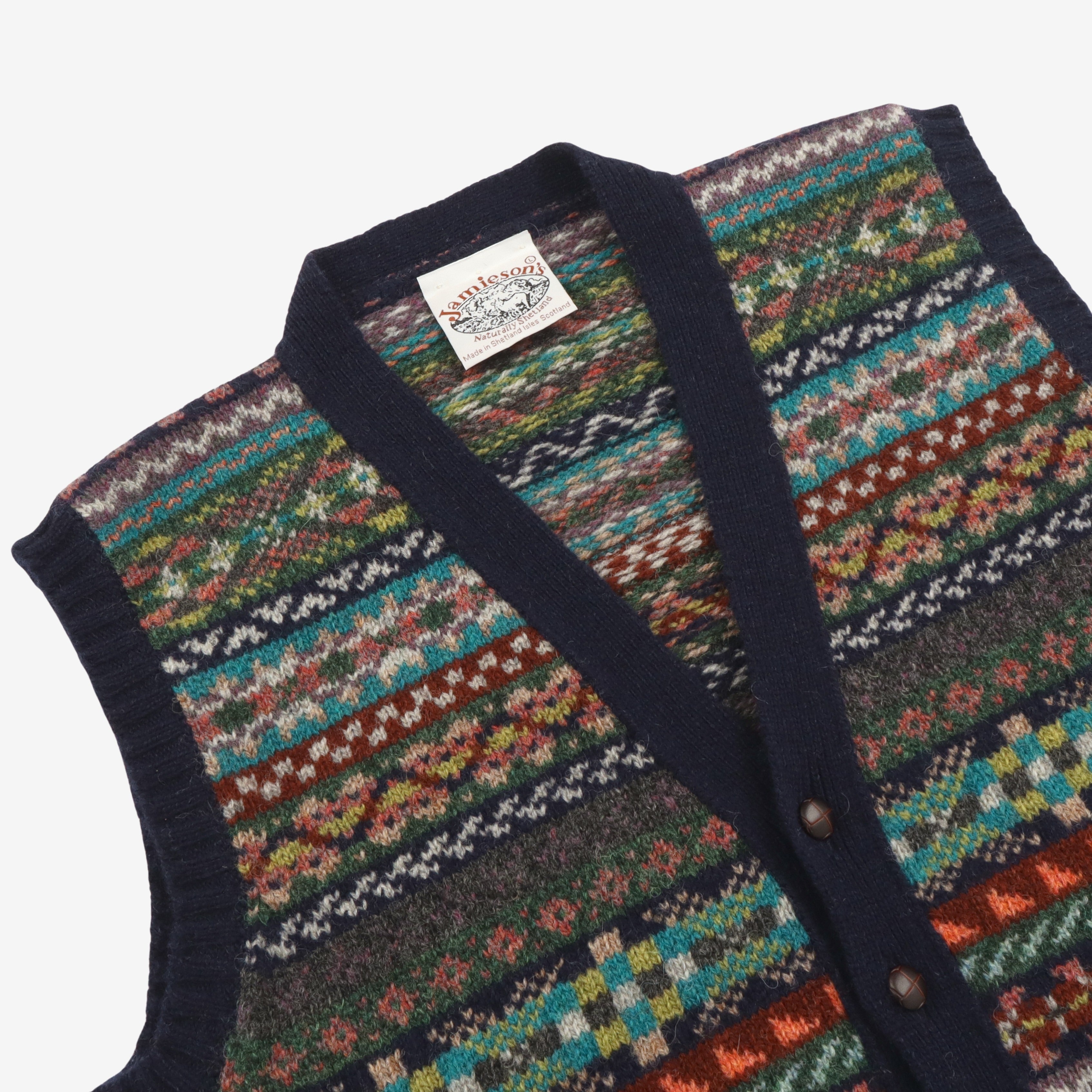 Jamieson Fair Isle Sleeveless Cardigan – Marrkt